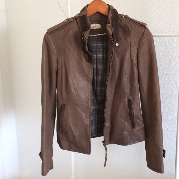June | Jackets & Coats | June Brown Leather Jacket | Poshmark